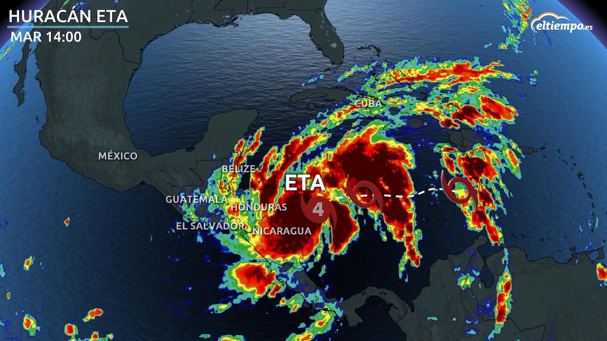 Así avanza el potente huracán Eta de categoría 4 hacia América Central ...