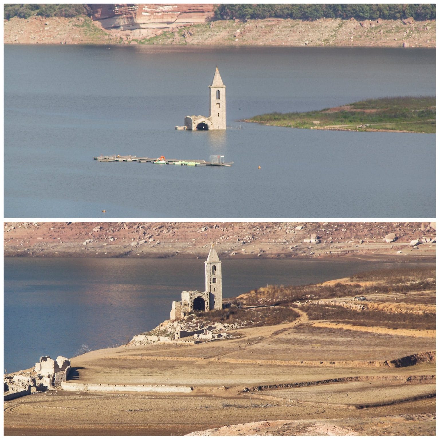Las fotos del antes y después del pantano de Sau tras las lluvias ...