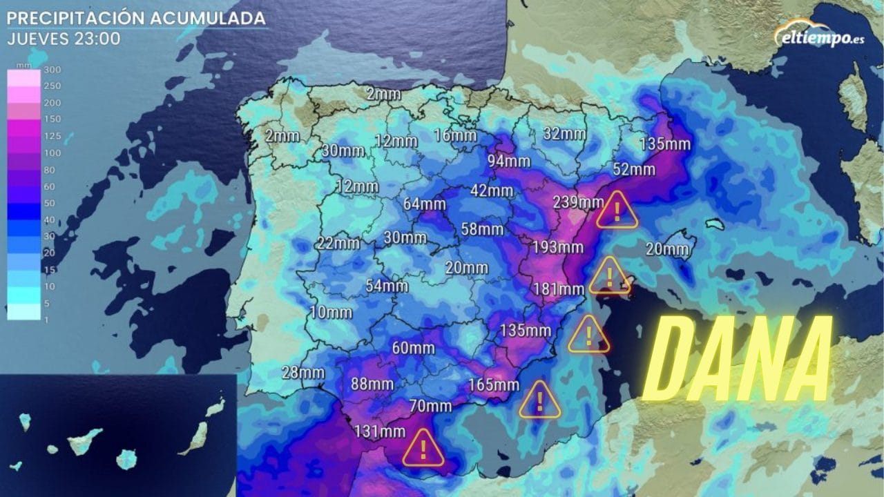 El Mediterráneo y Andalucía: la zona «cero» de la DANA con hasta 200 mm ...