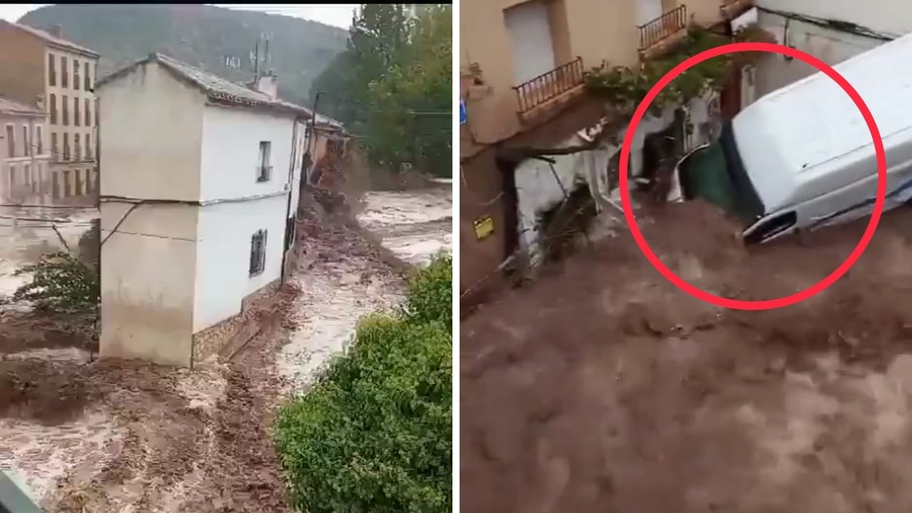 Letur bajo el agua: una tromba desata el caos y colapsa el pueblo de ...
