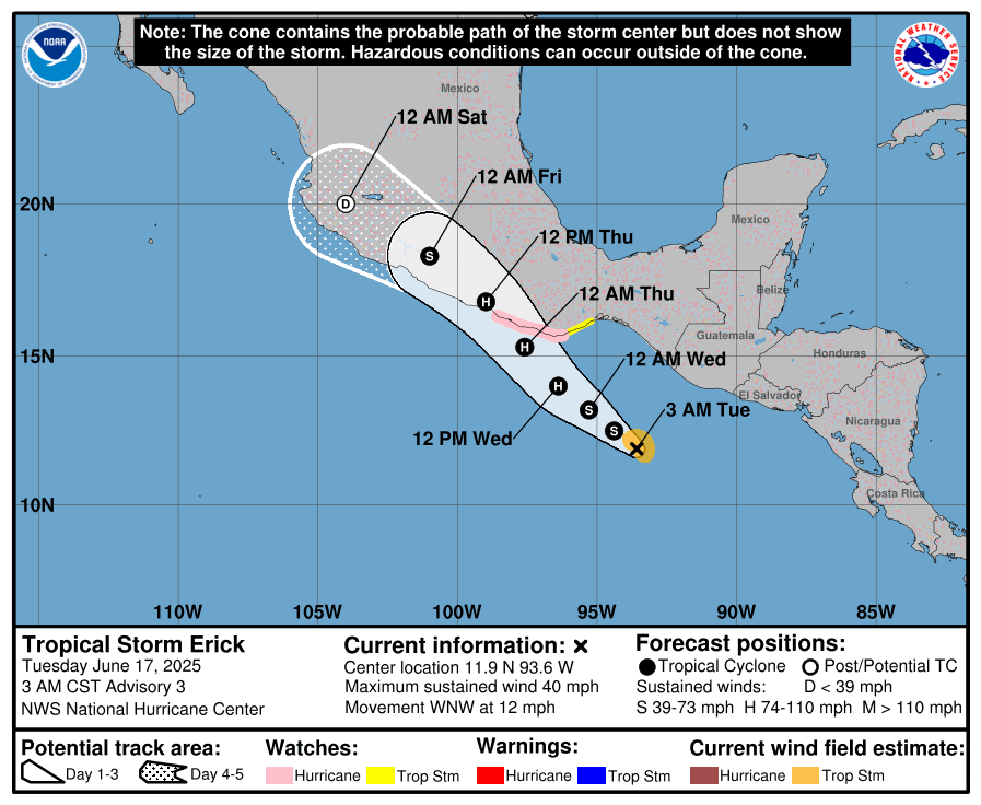 La tormenta tropical Erick se ha formado y llegará a México como ...