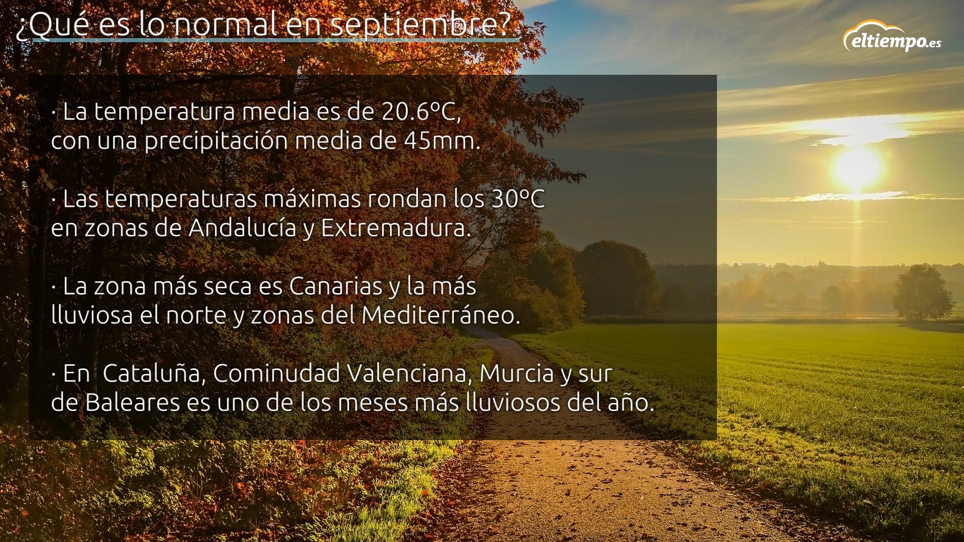 El tiempo en septiembre 2025: podría ser más seco y cálido de lo normal ...