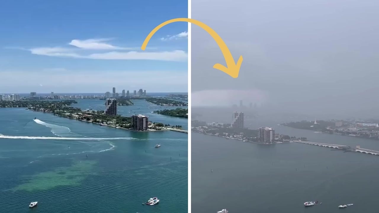 El vídeo que muestra cómo Miami pasa de la calma tropical a la tormenta ...
